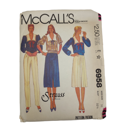 McCalls Sailor Top Skirt Pants Pattern Size XS 32 6958 Strauss by ...