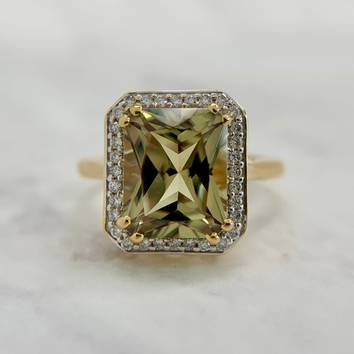 18K Yellow Gold 3.75ct Natural Turkish Diaspore and Diamond Cocktail ...