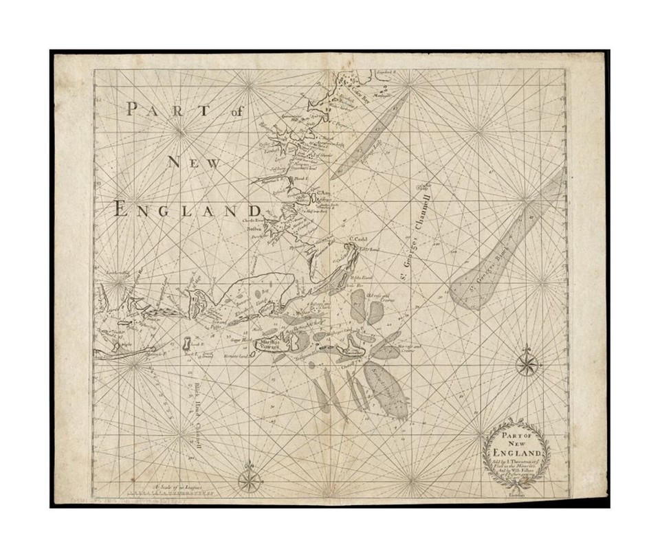 1706 Map New England Part of New England Relief shown pictorially ...