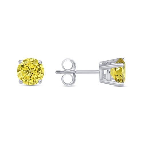 3/4 Ct Round Canary VS Lab Created Grown Diamond Earrings 14K White ...