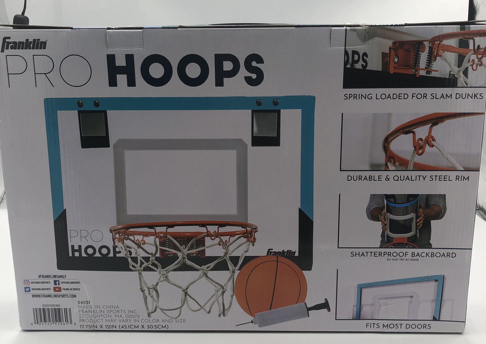Franklin Sports 54251 Over The Door Mini Basketball Hoop - Shatter ...