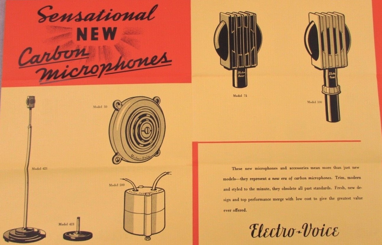 Vintage RARE 1940's Electro Voice model 50 carbon spring microphone w ...