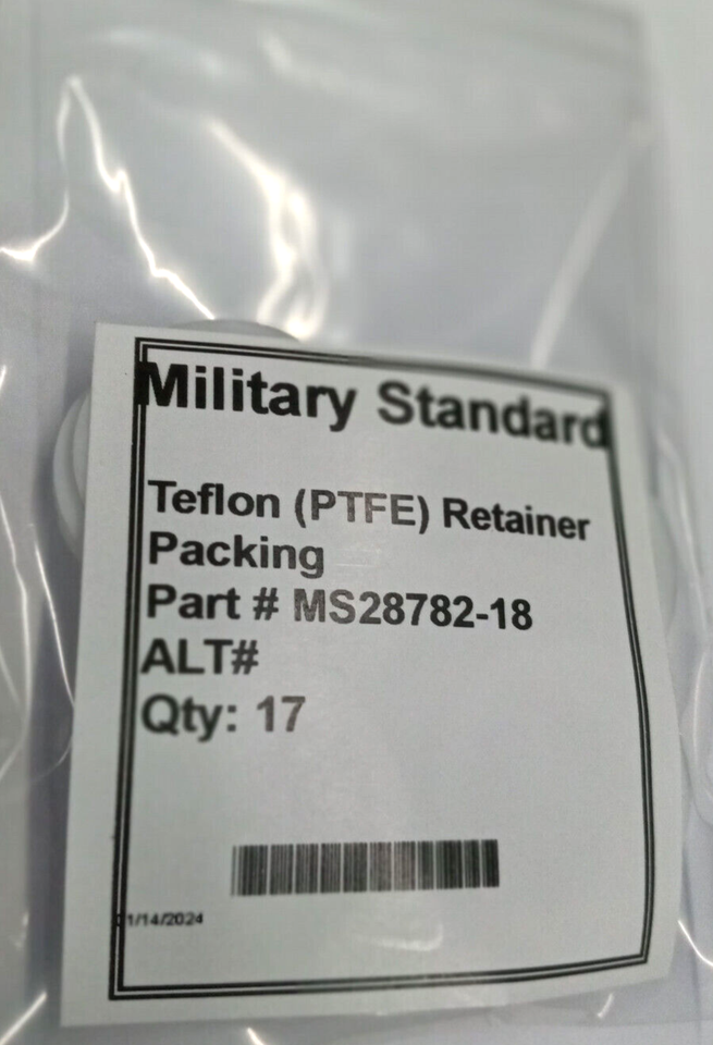 Military Standard MS28782-18 Teflon (PTFE) Retainer, Packing (17/PACK ...