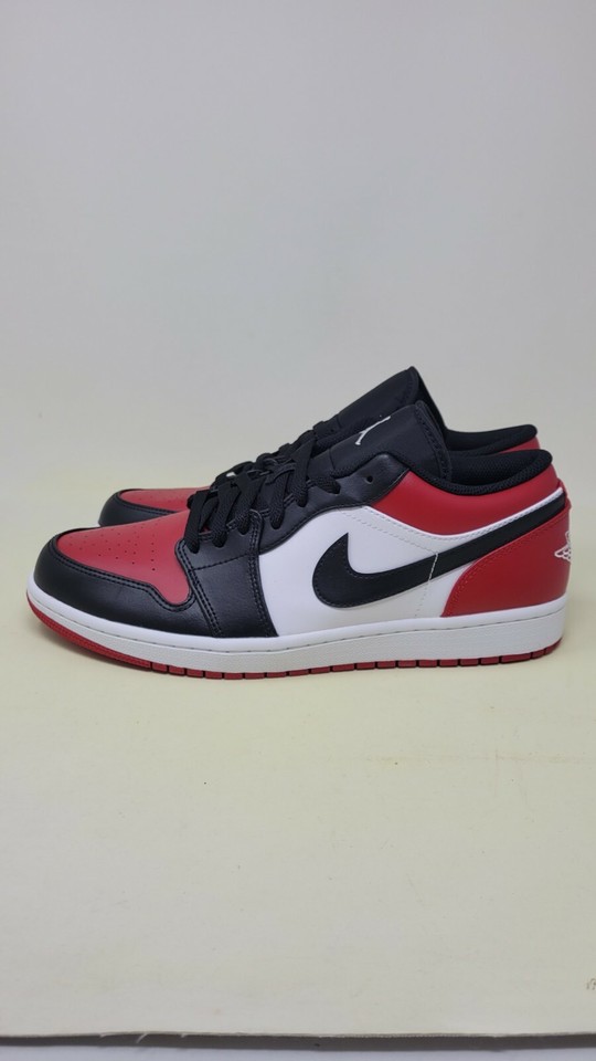 Nike Air Jordan 1 Low 'Bred Toe' Chicago' Black Red Sneakers Men's Size ...