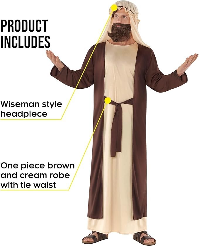 Men`s St Joseph Costume Adult Jesus Shepherd Robe Nativity Play ...