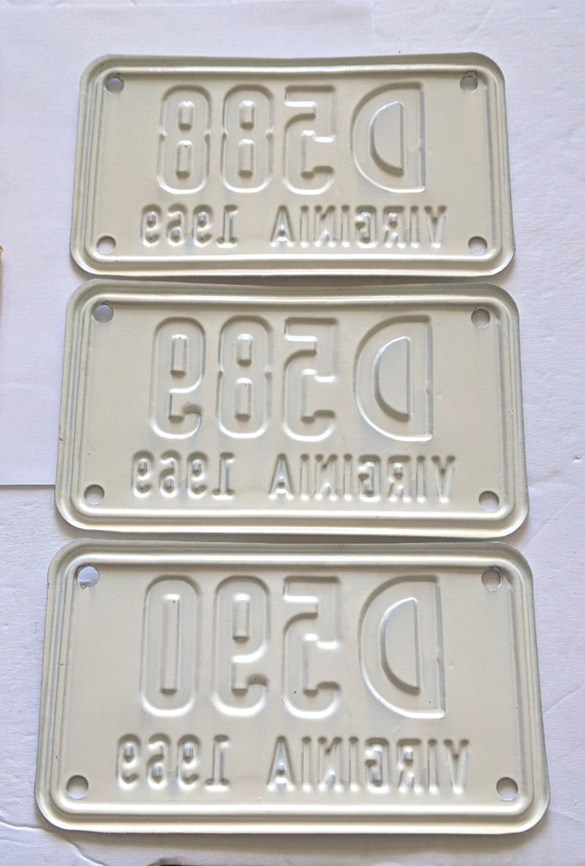 Unused VA 1969 Motorcycle Dealer Plates Consecutive Numbers. Original ...