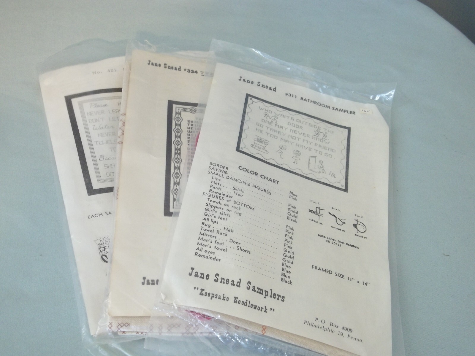LOT OF (3) VINTAGE JANE SNEAD SAMPLER EMBROIDERY KITS: 23RD PSALM, DON ...