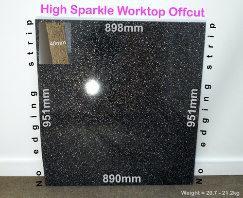 Kitchen Worktop Stardust Black Silver Mirror Fleck Sparkle Offcut 95 x 89 x 4cm | eBay UK