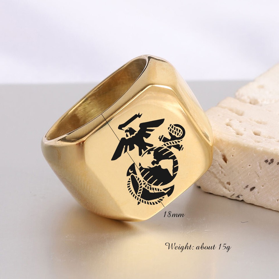 Vintage Eagle Marine Army Corps Ring Stainless Steel US Army Biker ...