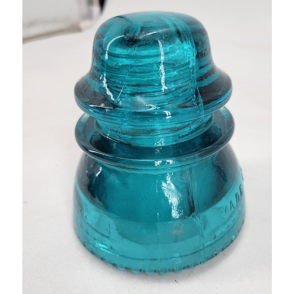 CD 154 Hemingray 42 Hemi Blue Antique Glass Telegraph Insulator FANG ...