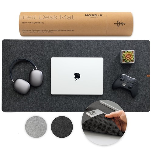 Nordik 35x17 Inch Charcoal Felt Desk Mat with Anti-Slip Design | eBay