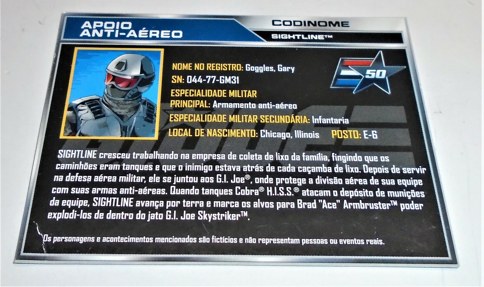 G I JOE File Card I.D. Filecard 2015 Sightline V1 (50th) Port./Spanish ...