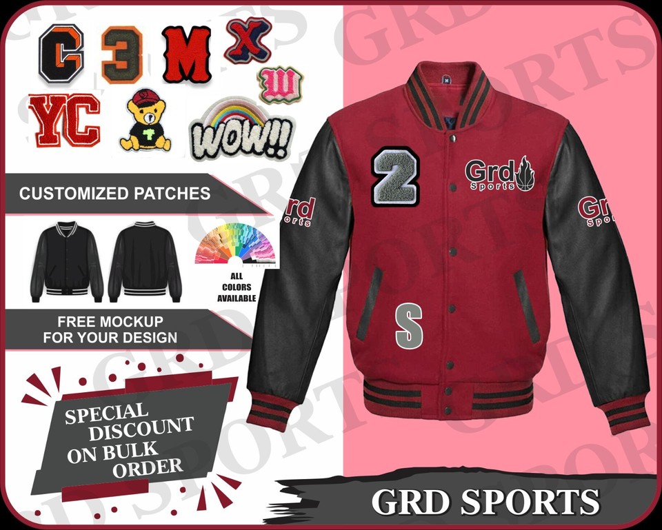 Customized Varsity Letterman Baseball Jacket Custom Embroidery&Chenille ...