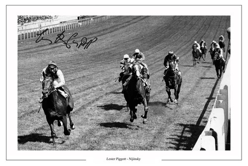 LESTER PIGGOTT SIGNED PHOTO PRINT AUTOGRAPH NIJINSKY 1970 DERBY HORSE ...