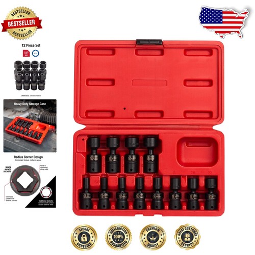 Sunex 1814 1/4 Inch Drive Universal Impact Socket Set, 12-Piece Metric ...