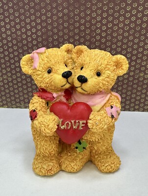 Valentine's Day Resin Brown Bears Holding Heart, Bears In Love, Great ...