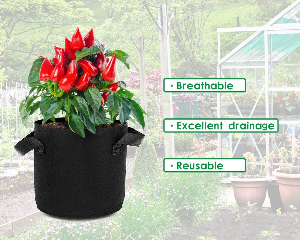 6 Pk Plant Grow Bags Fabric Pot Nursery Soil Bag with Handles Thickened ...