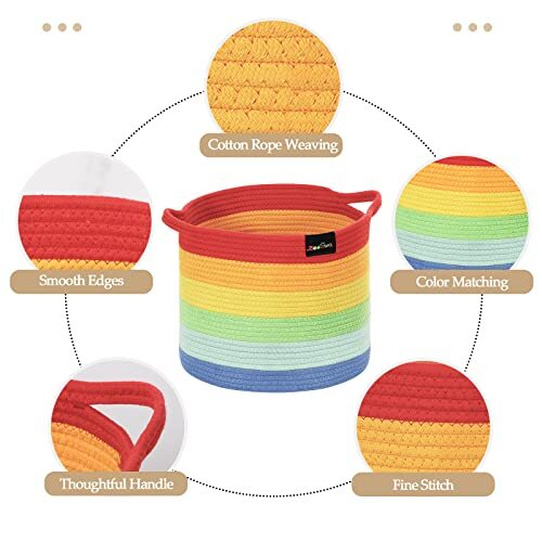 Rainbow Storage Cotton Rope Baskets for Baby Room|Rainbow Medium ...