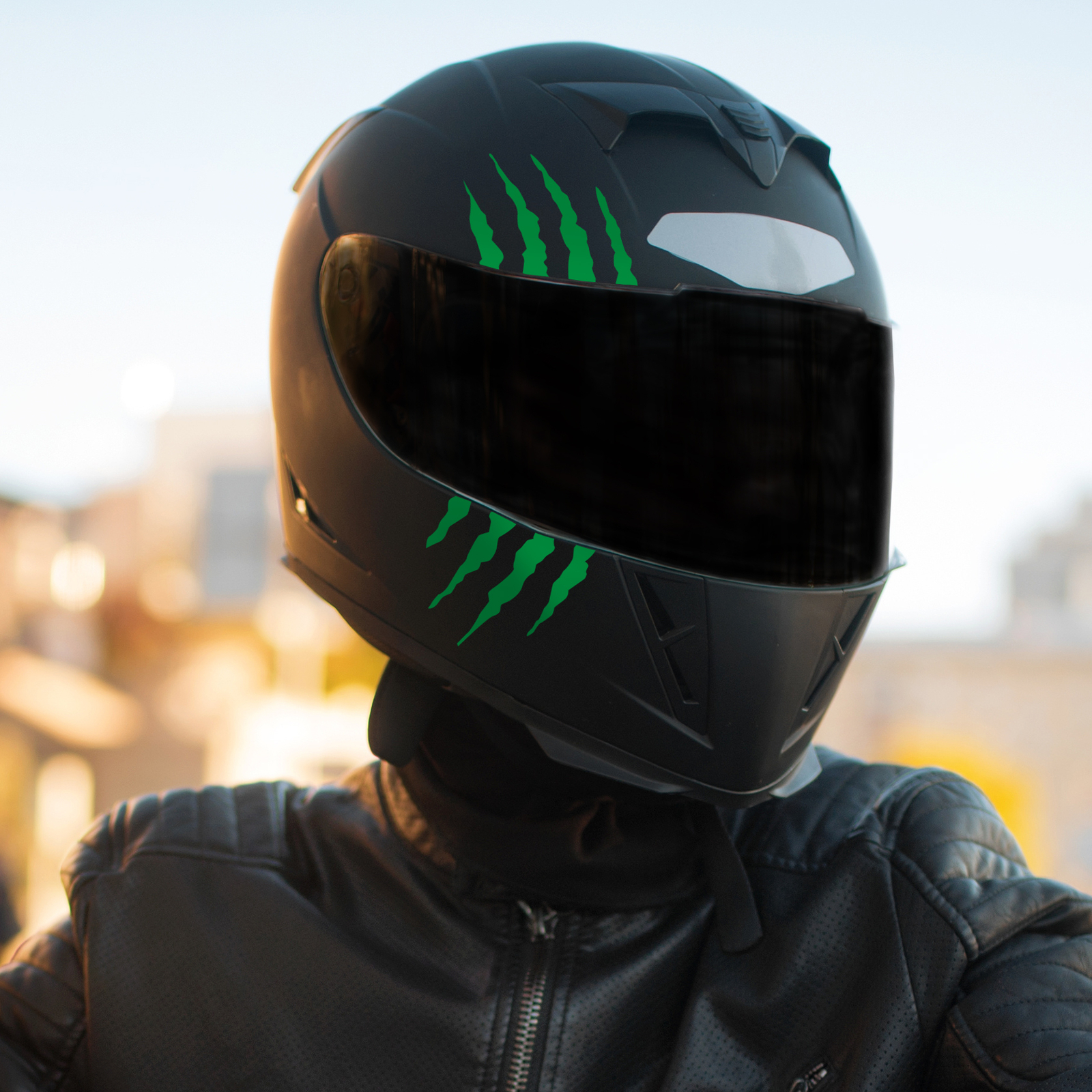 Aufkleber Monster Kralle Kratzer Motorradhelm Helm Sticker Hellgrün ...