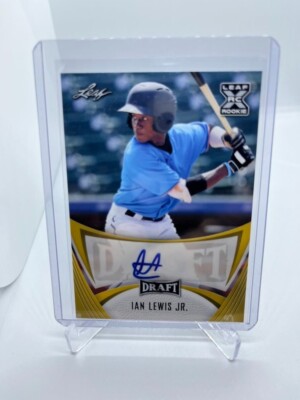 IAN LEWIS JR 2021 LEAF X DRAFT GOLD ROOKIE RC AUTO AUTOGRAPH MARLINS SP ...