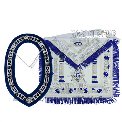 Master Mason Masonic Regalia Lambskin Apron & Chain Collar - Hand ...