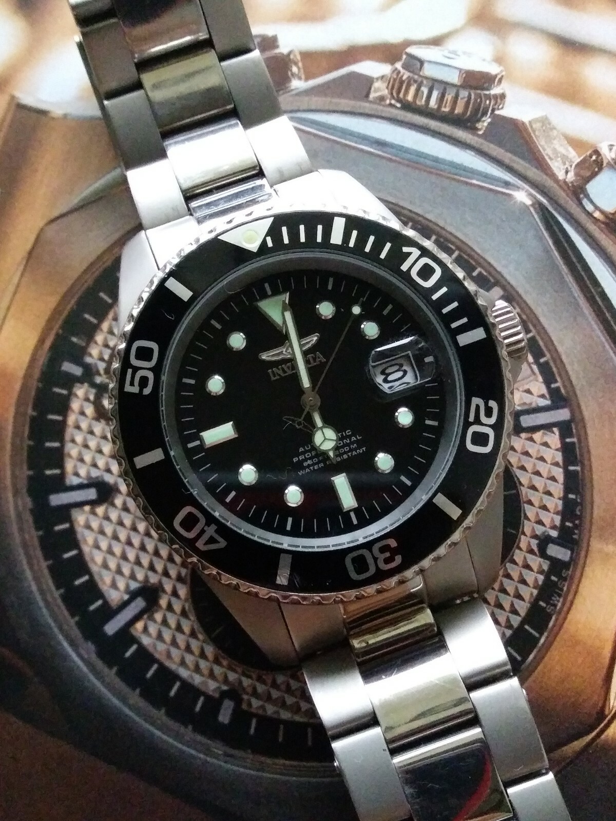 INVICTA Men's 0420 Pro Diver Automatic Black Dial Titanium Watch | eBay