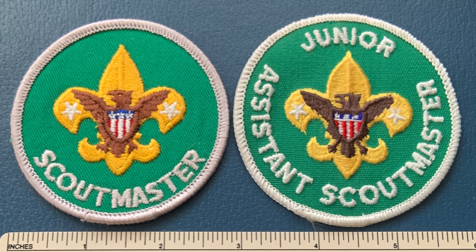 2 VTG SCOUTMASTER & ASSISTANT JUNIOR Boy Scout Position PATCHES BSA ...