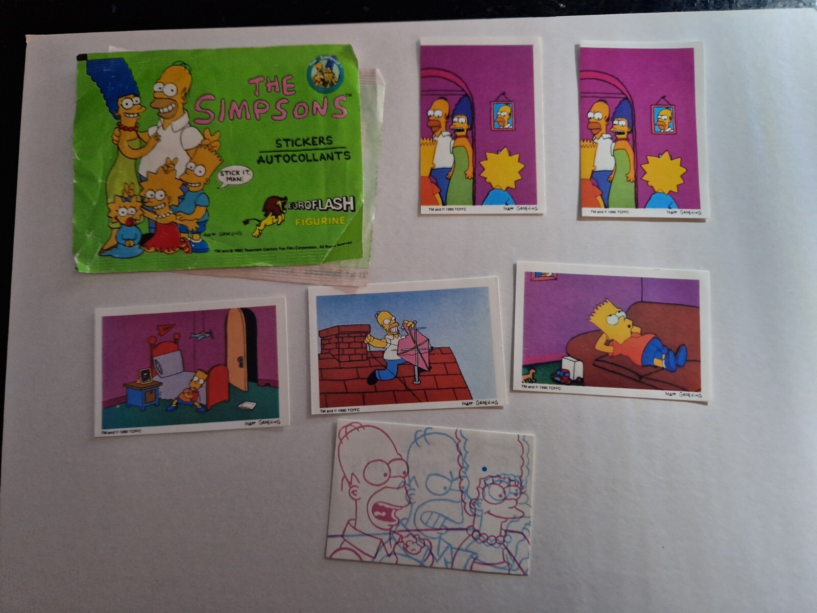 THE SIMPSONS Euroflash stickers packet and 6 stickers | eBay UK