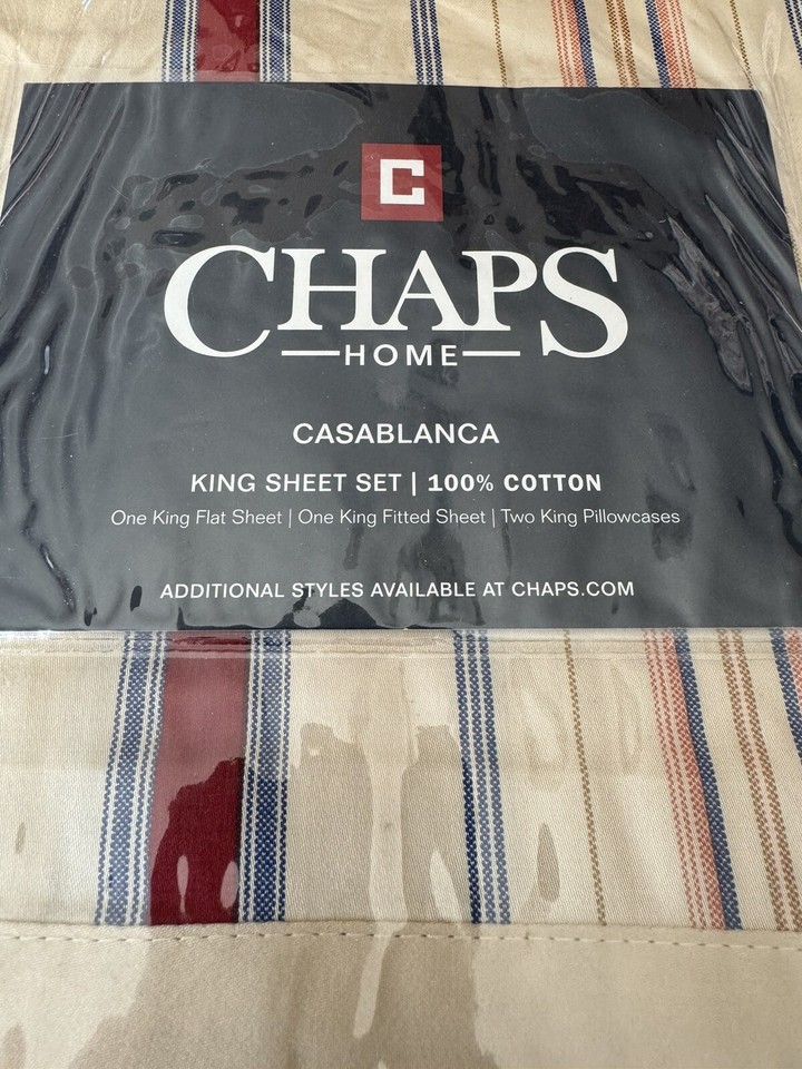 Ralph Lauren CHAPS Casablanca King Sheet Set Red Gold Blue Multi ...