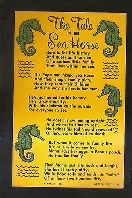 Vtg 1955 Dexter Press Postcard THE TALE OF THE SEA HORSE (poem) | eBay
