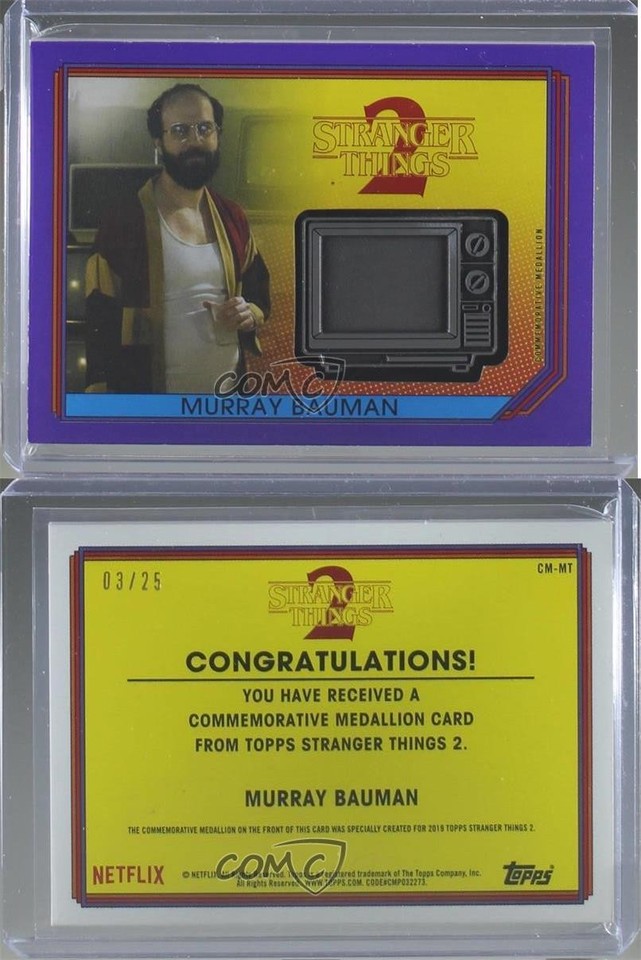 2019 Stranger Things 2 Commemorative Medallion Purple 3/25 Murray ...