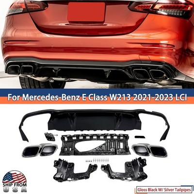For Mercedes E Class W213 2021-23 Glossy E63 Look Rear Bumper Diffuser ...