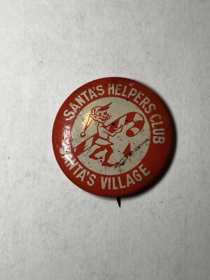 Vtg Christmas Santa's Village Helpers Club Elf Badge Button 1.5" | eBay