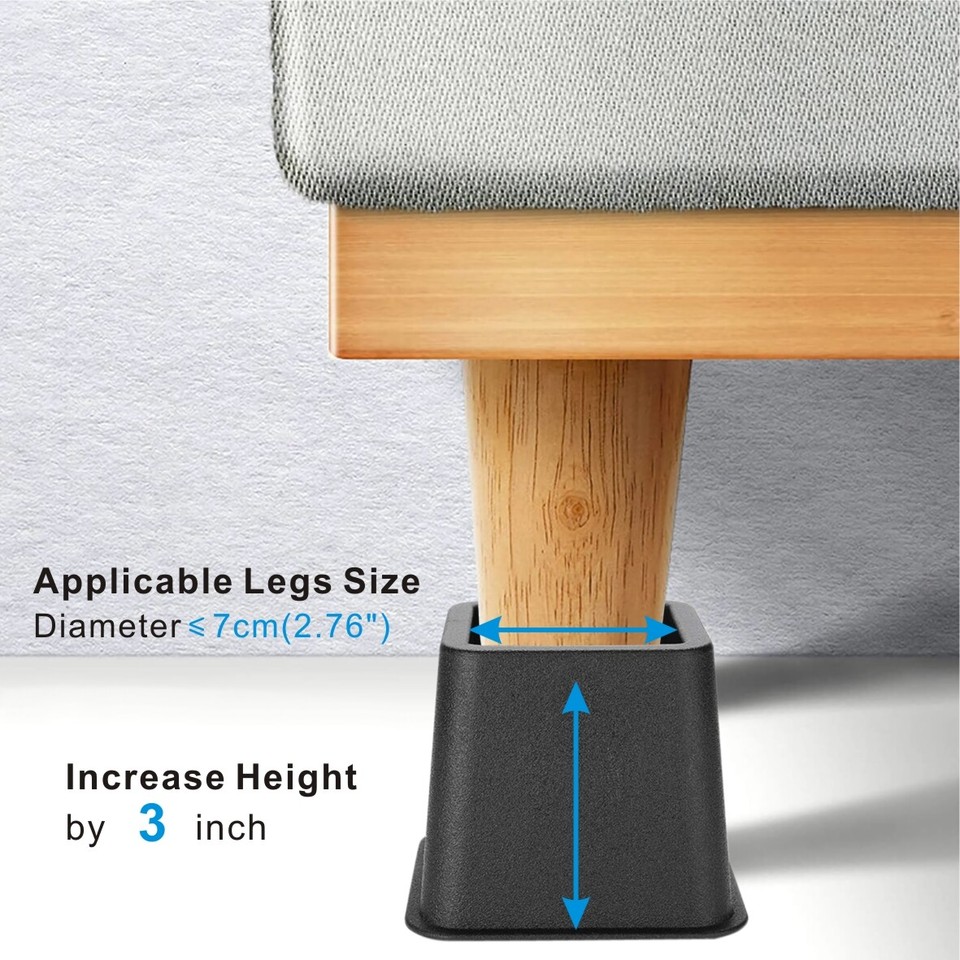 4x Bed Risers Armchair Furniture Table Desk Blocks Elephant Feet Chair ...