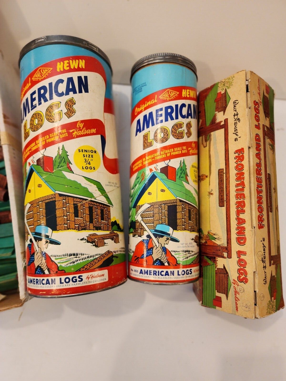 VIntage Lincoln Logs American Logs Halsam and Frontierland Logs Disney ...
