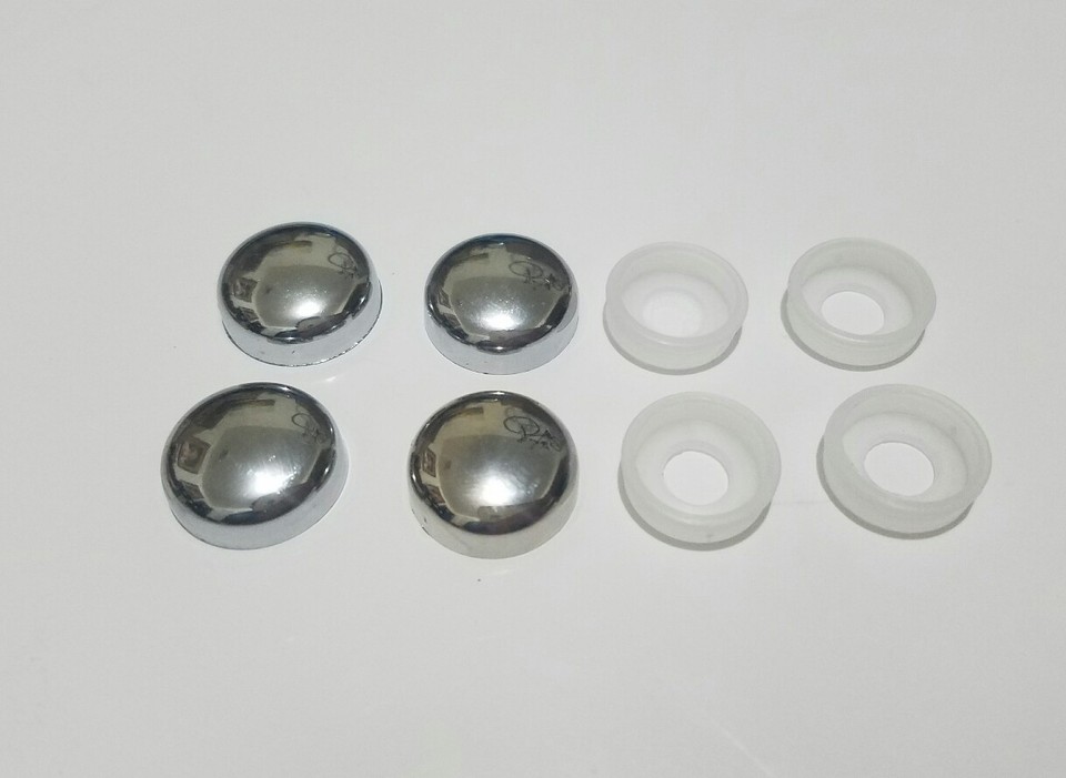 4 License Plate Security Screw Snap on Cap Covers Smooth Chrome oem | eBay