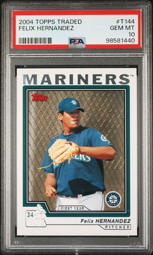 FELIX HERNANDEZ 2004 TOPPS TRADED #T144 ROOKIE MARINERS PSA 10 HOF 2025 ...