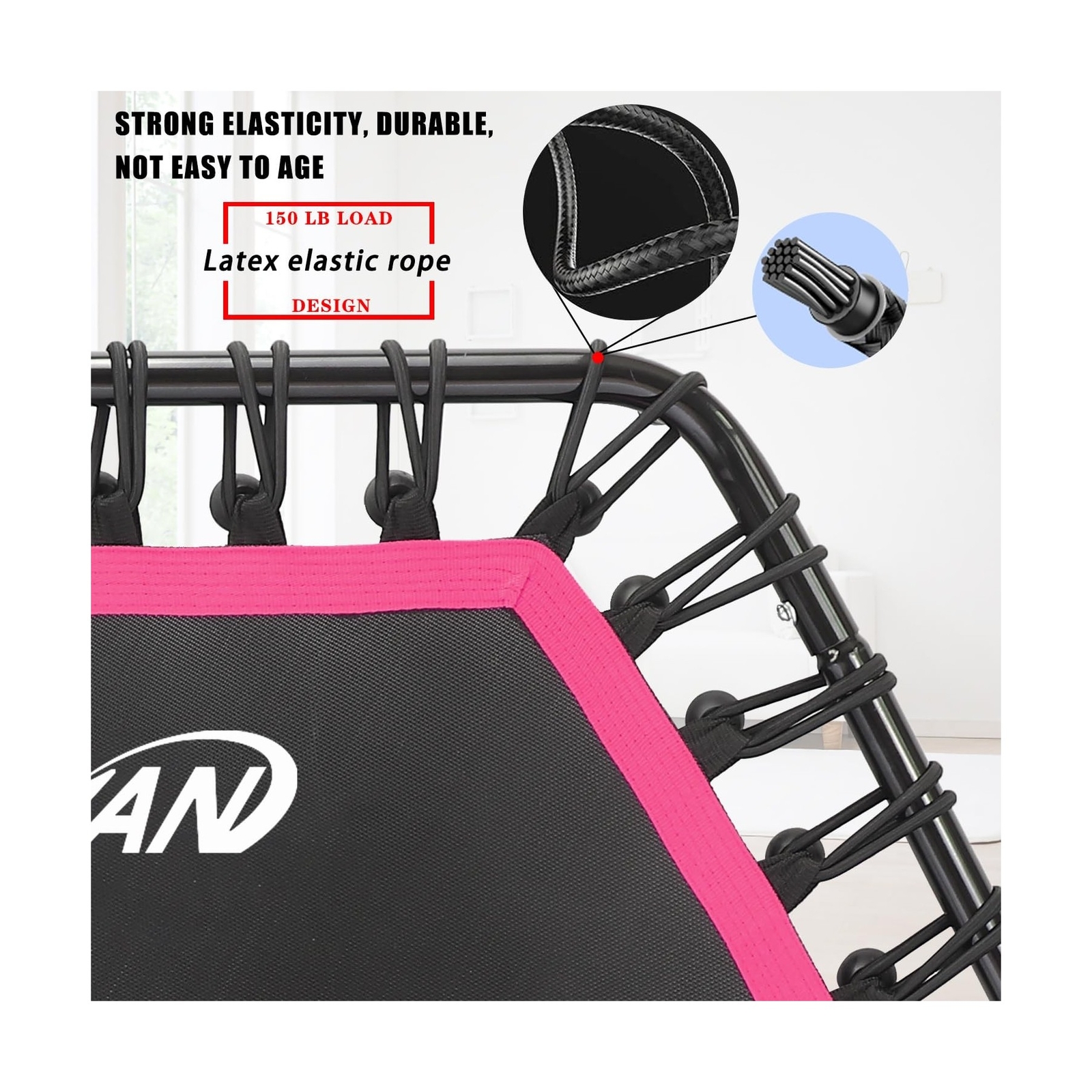 NEWAN 48'' Silent Trampoline W Adjustable Handle Bar Fitness Bungee ...