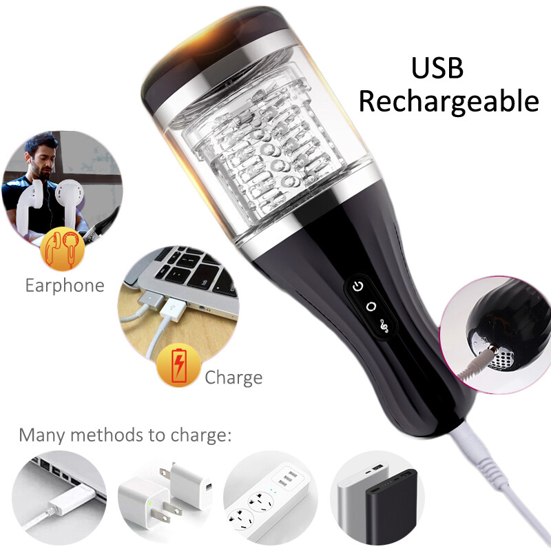 Automatic Male Handsfree Masturbator Cup Sex Voice Rotating Stroker Sex ...