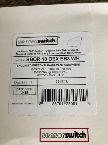 New Lithonia Sensor Switch SBOR 10 OEX EB3 WH, Low Pole / Fixture Mount ...
