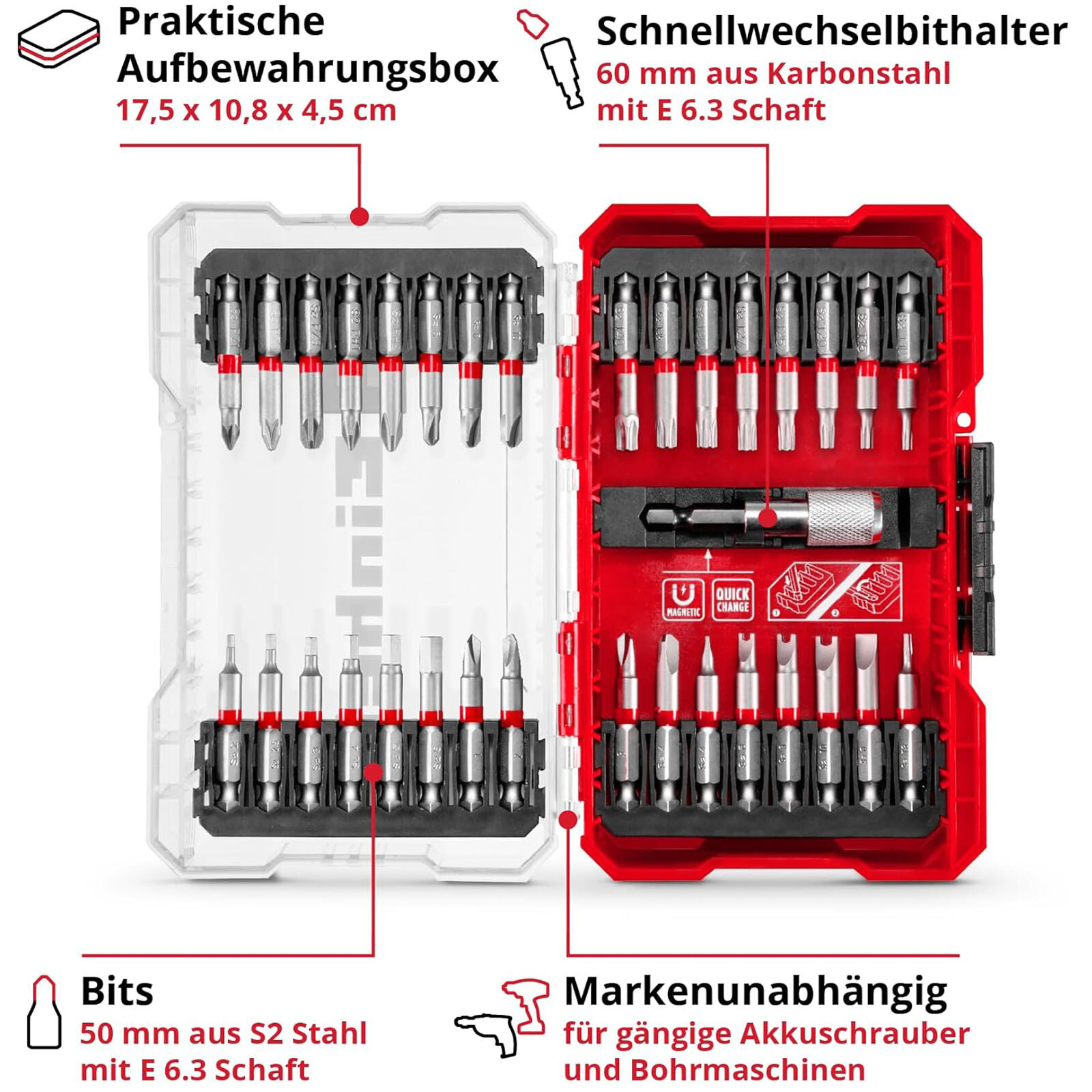 Bitsset Bitsatz Bits für Ackubohrer M-Case 33 tlg LS Einhell | eBay