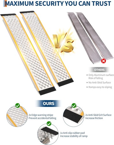 2PCS Aluminum Lawn Mower Ramps 47/57" Shed Loading Ramp 880/1000LBS ...