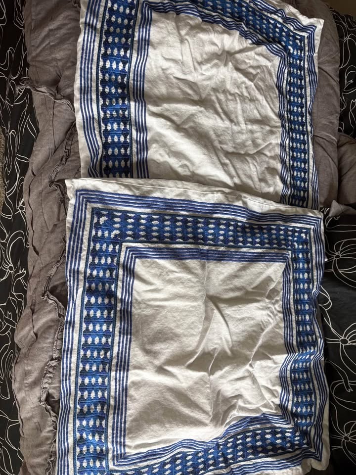 euro sham covers set of 2 blue and white | eBay