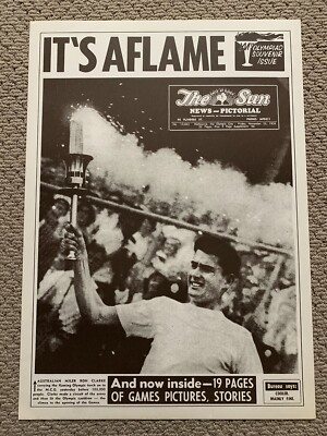 MELBOURNE OLYMPICS THE SUN NEWSPAPER FRONT COVER POSTER NOVEMBER 23 ...