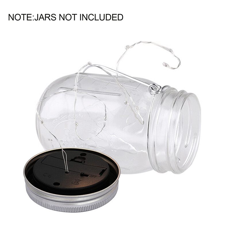 Mason 20 LED Jar Lid Lights Solar Powered Fairy Star String Garden ...