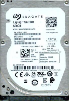 ST500LT012 1DG142-033 0002SDM1 WU WBYH SEAGATE SATA 500GB PA: "B0 04 ...