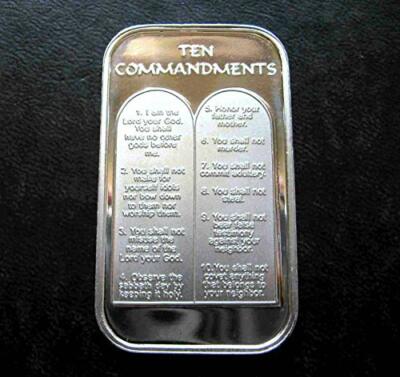 1oz 10 TEN COMMANDMENTS .999 SILVER BAR ~ SEALED IN A HARD PLASTIC AIR ...