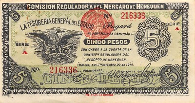 Mexico / Merida 5 Pesos 11.20.1914 Series A Circulated Banknote Qash A ...
