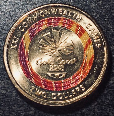 ⭐️Australia 2018 Low Mintage Red Color Two Dollar Coin $2 Dollar Coin ...
