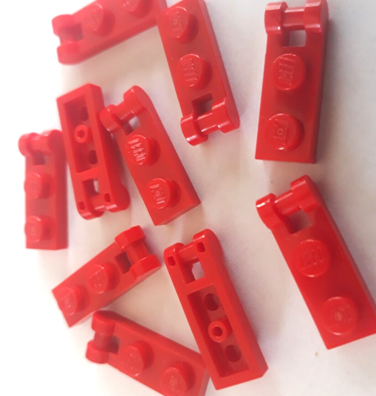 LEGO red Plate, Modified 1 x 2 with Bar Handle on End 11x | eBay